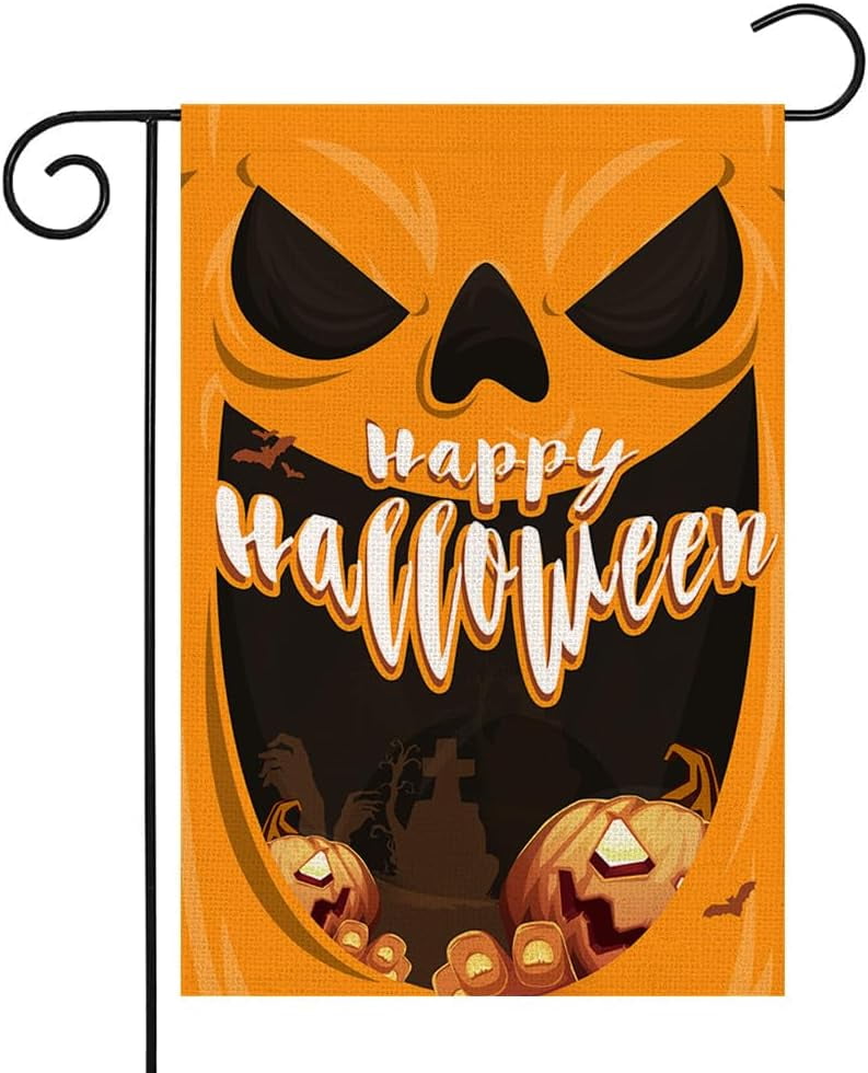Halloween Ghost Garden Flags Scary Face Small Signs Vertical Double ...