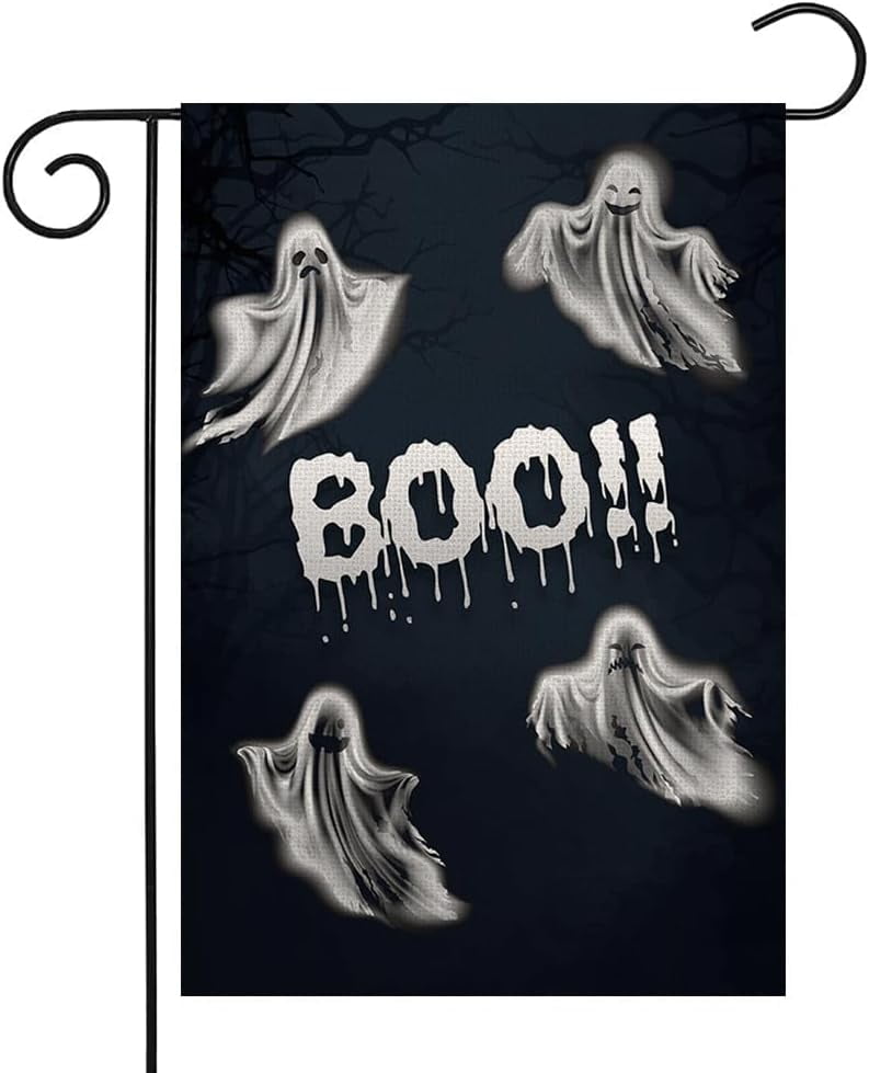 Halloween Ghost Garden Flags Spooky Ghost Small Signs Vertical Double ...