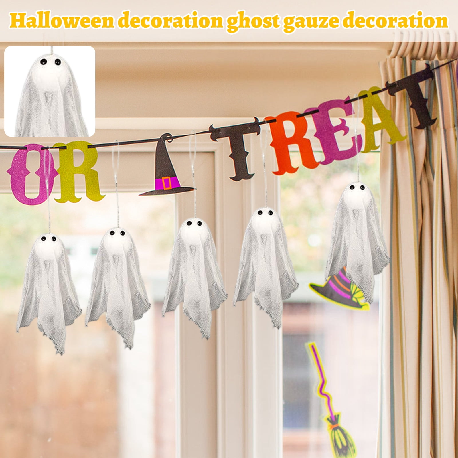 Halloween Ghost Hanging Decorations Set of 6, Spooky White Ghost ...