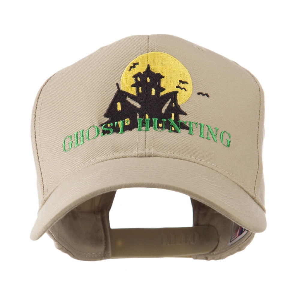 Halloween Ghost Hunting with House Embroidered Cap - Khaki OSFM ...