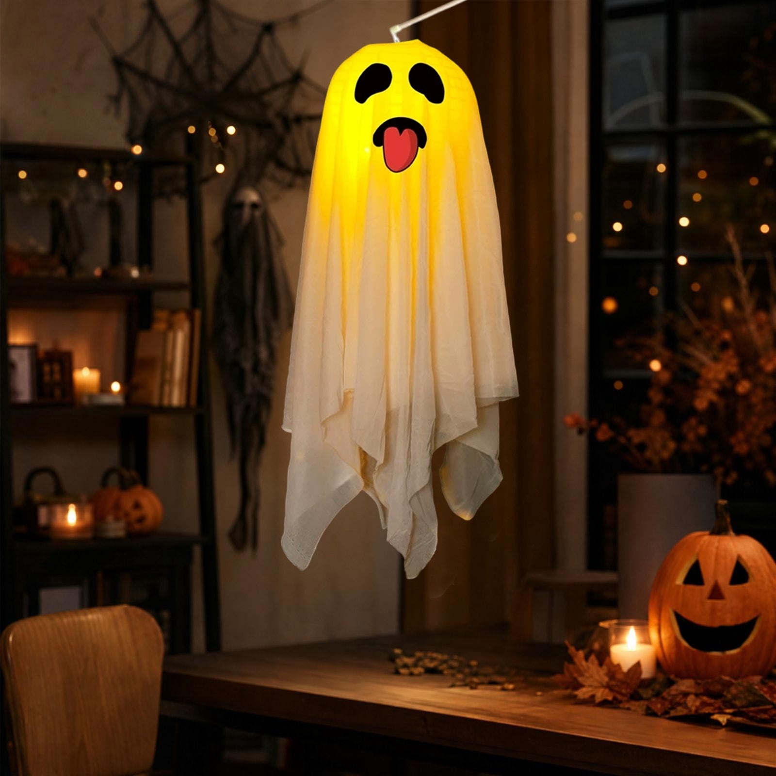 Halloween Ghost Lanterns, LED Floating Ornaments, Spooky Fabric ...
