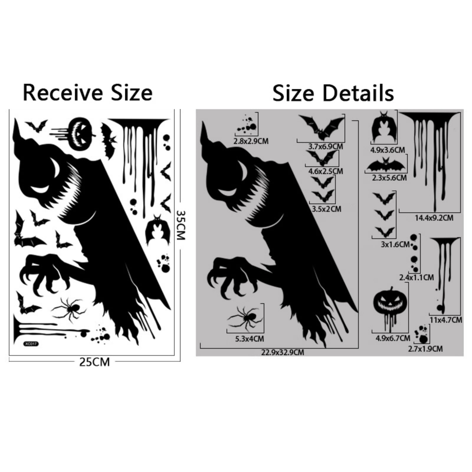 Halloween Ghost Monster Ghost Shadow Window Stickers Witch Death Bat ...