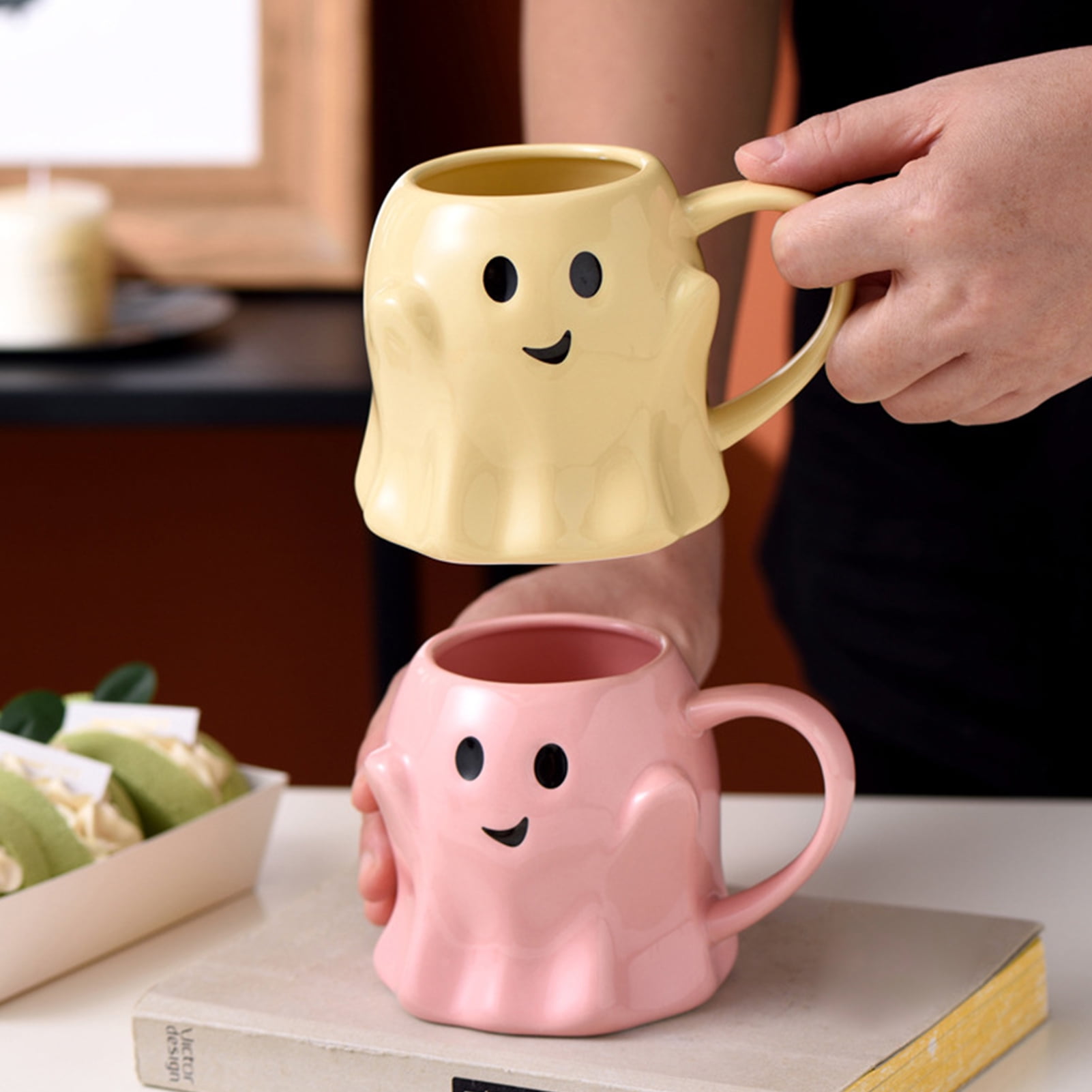 Halloween Ghost Mug 440ml Cute Ceramic Ghost Coffee Cup Large Capacity ...