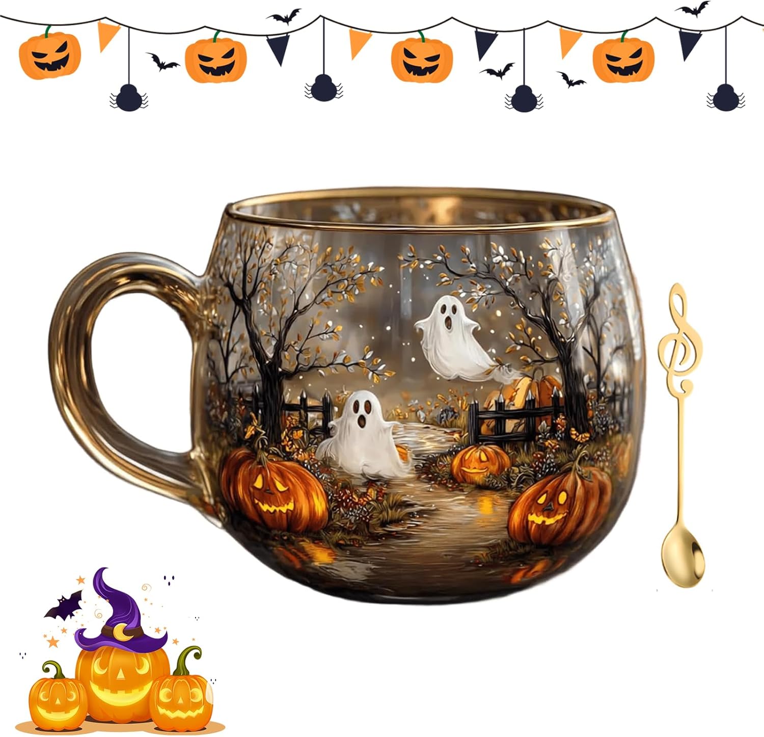 Halloween Ghost Mug, Haunted Path Halloween Mug, Halloween Ghost ...