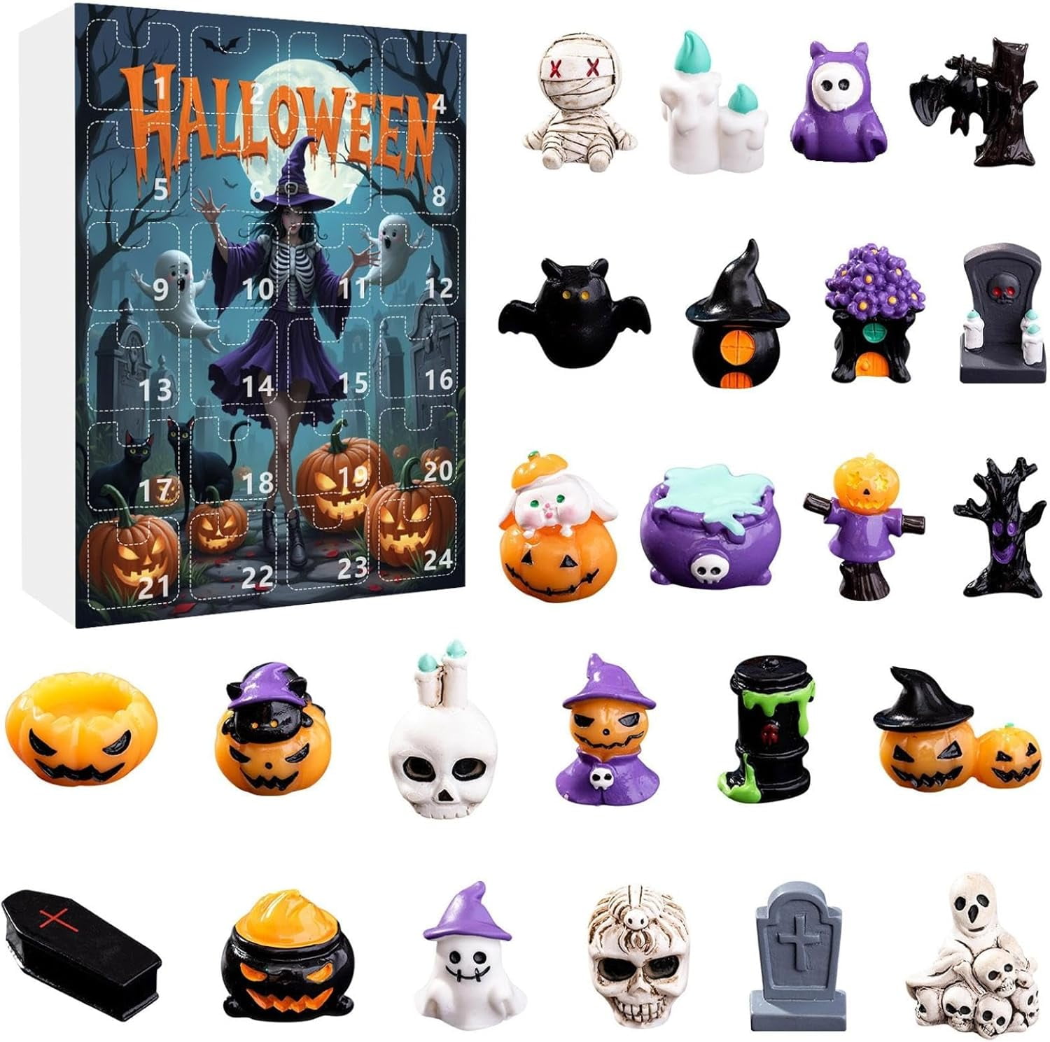 Halloween Ghost Ornament Advent Calendar 2025, 24-Day Collectibles for ...