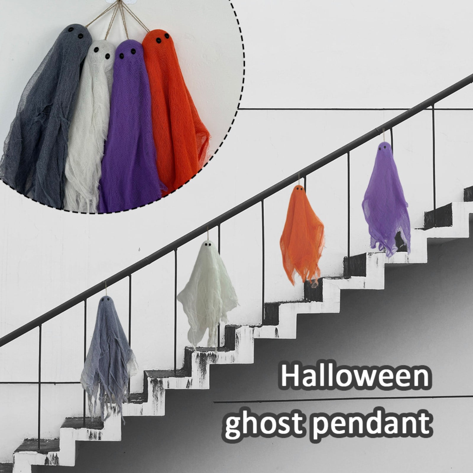 Halloween Ghost Ornaments,Haunted Ghost Prop with Rope,Scary Floating ...