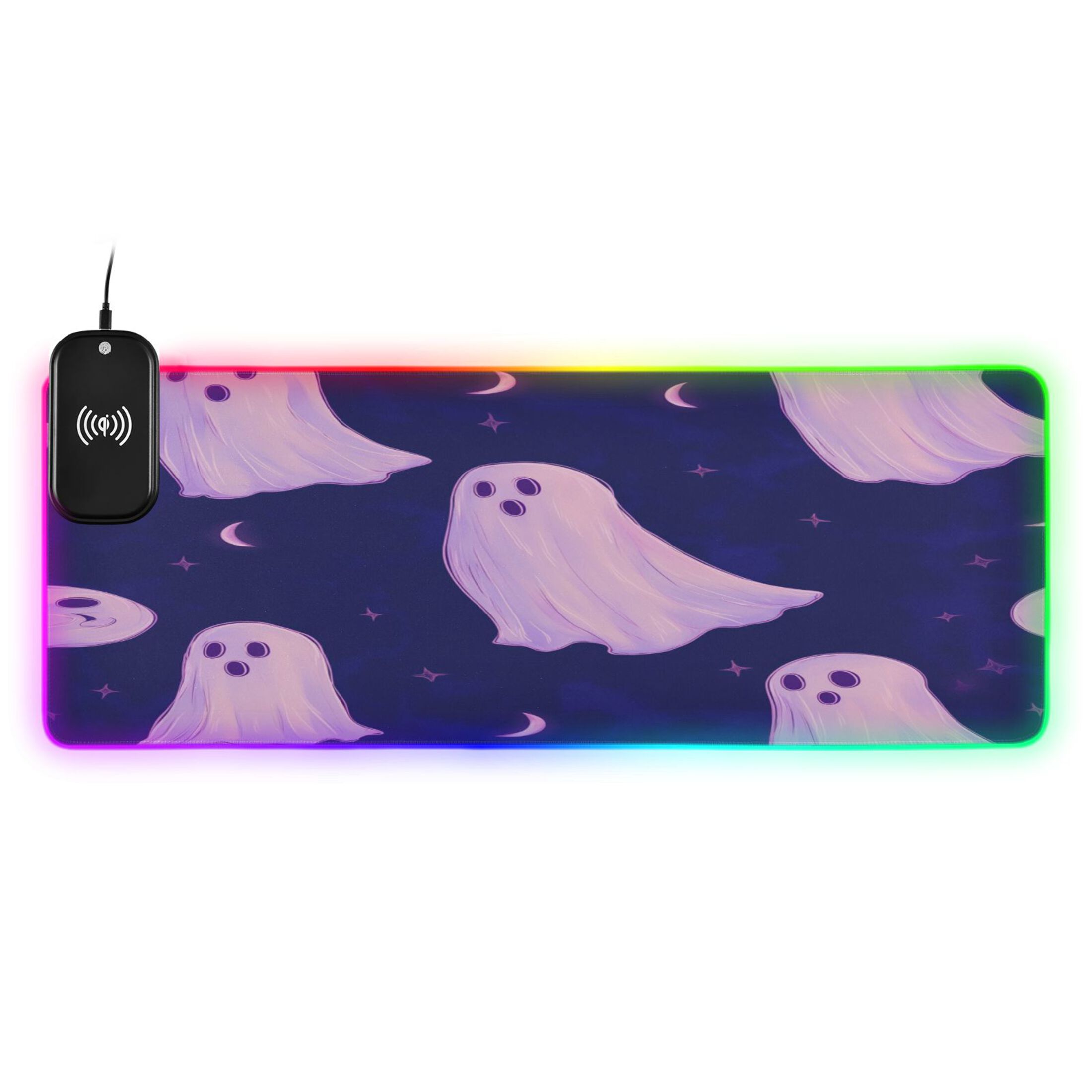 Halloween Ghost Pattern Design Large RGB Gaming Mouse Pad with Fast ...