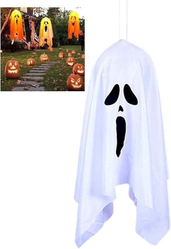 Halloween Ghost Pendant Decorations Lamp inch Glow LED Ghost Pumpkin ...