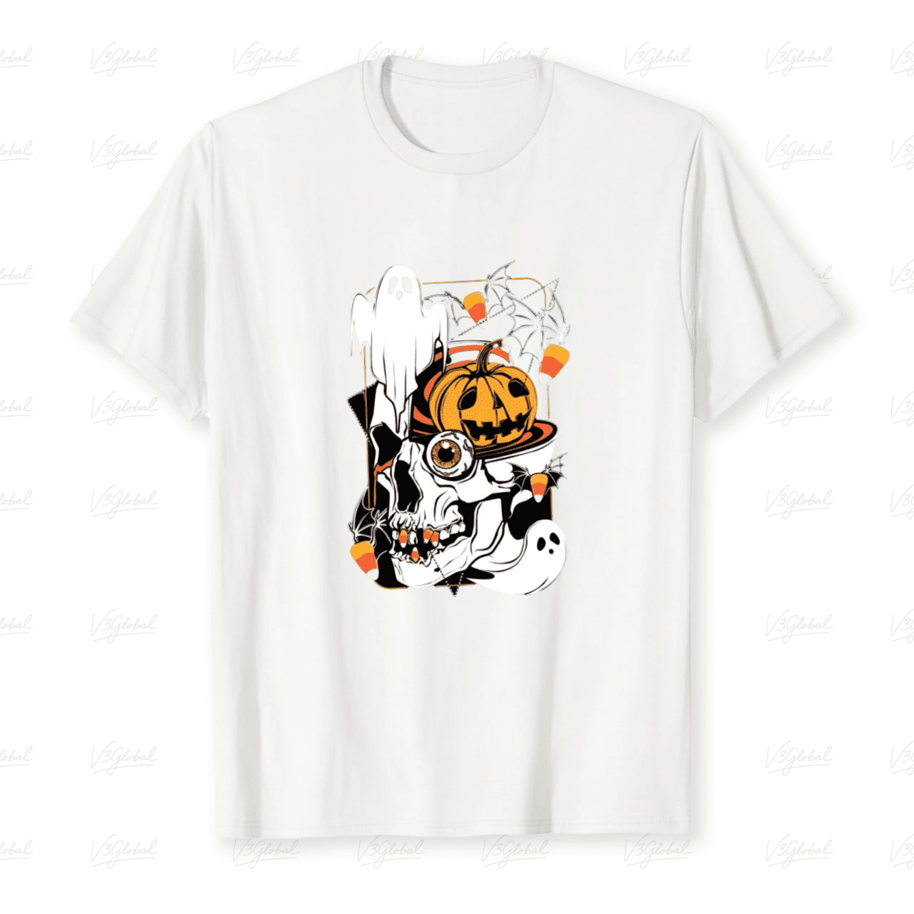 Halloween Ghost Pumpkin Candy Corn Eyeball Creepy Party Unisex T-Shirt ...