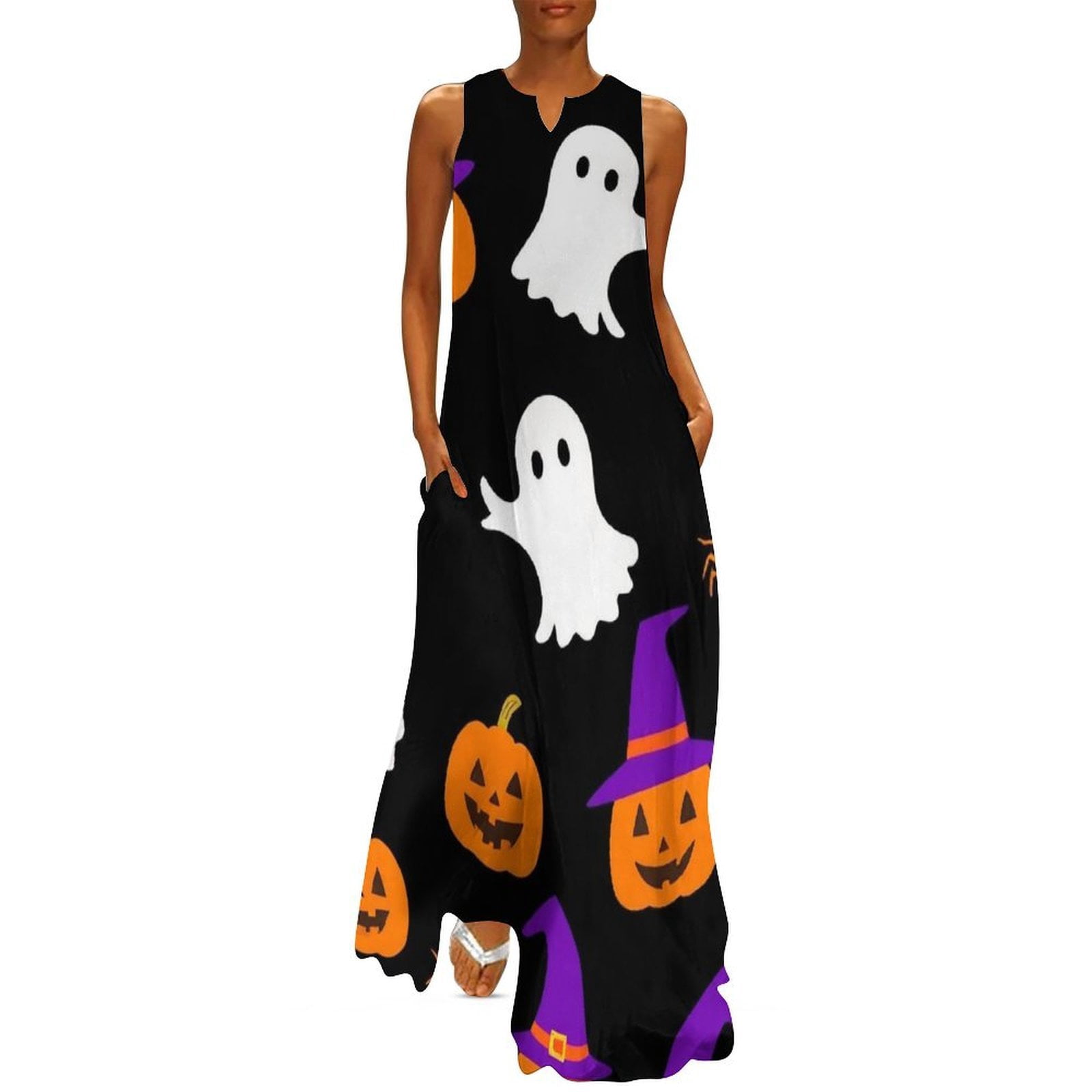 Halloween Ghost Pumpkin Pattern Long Dress luxury evening dresses women ...