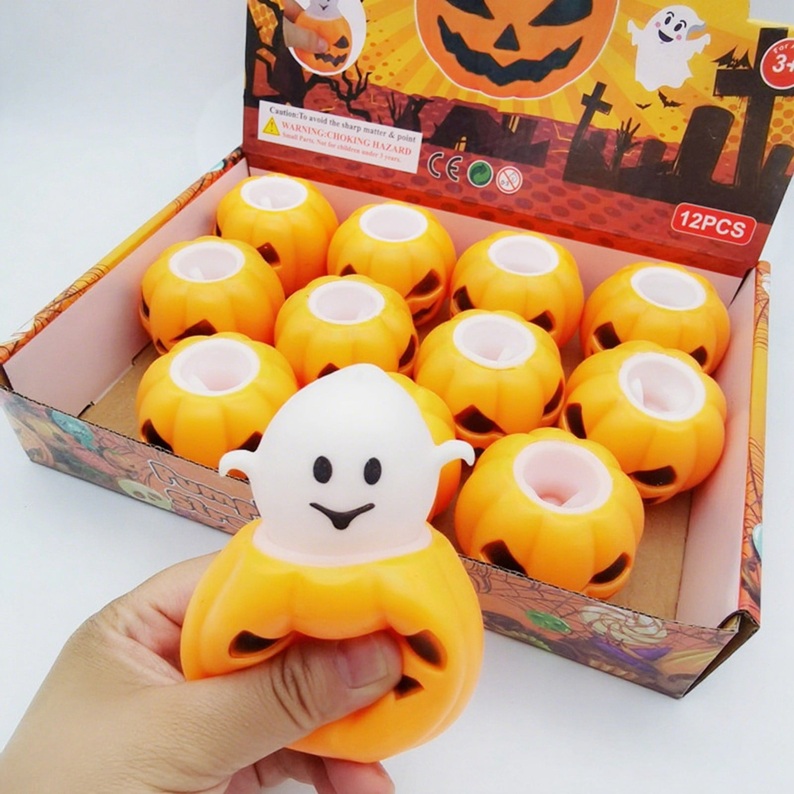 Halloween Ghost & Pumpkin Squishy Toys, 6 Pcs Fidget Toys with Squeeze ...