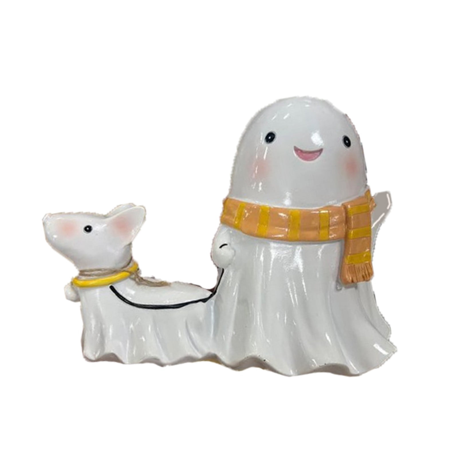 Halloween Ghost with Scarf Walking Dog Statue – 7.8" Cute Halloween ...