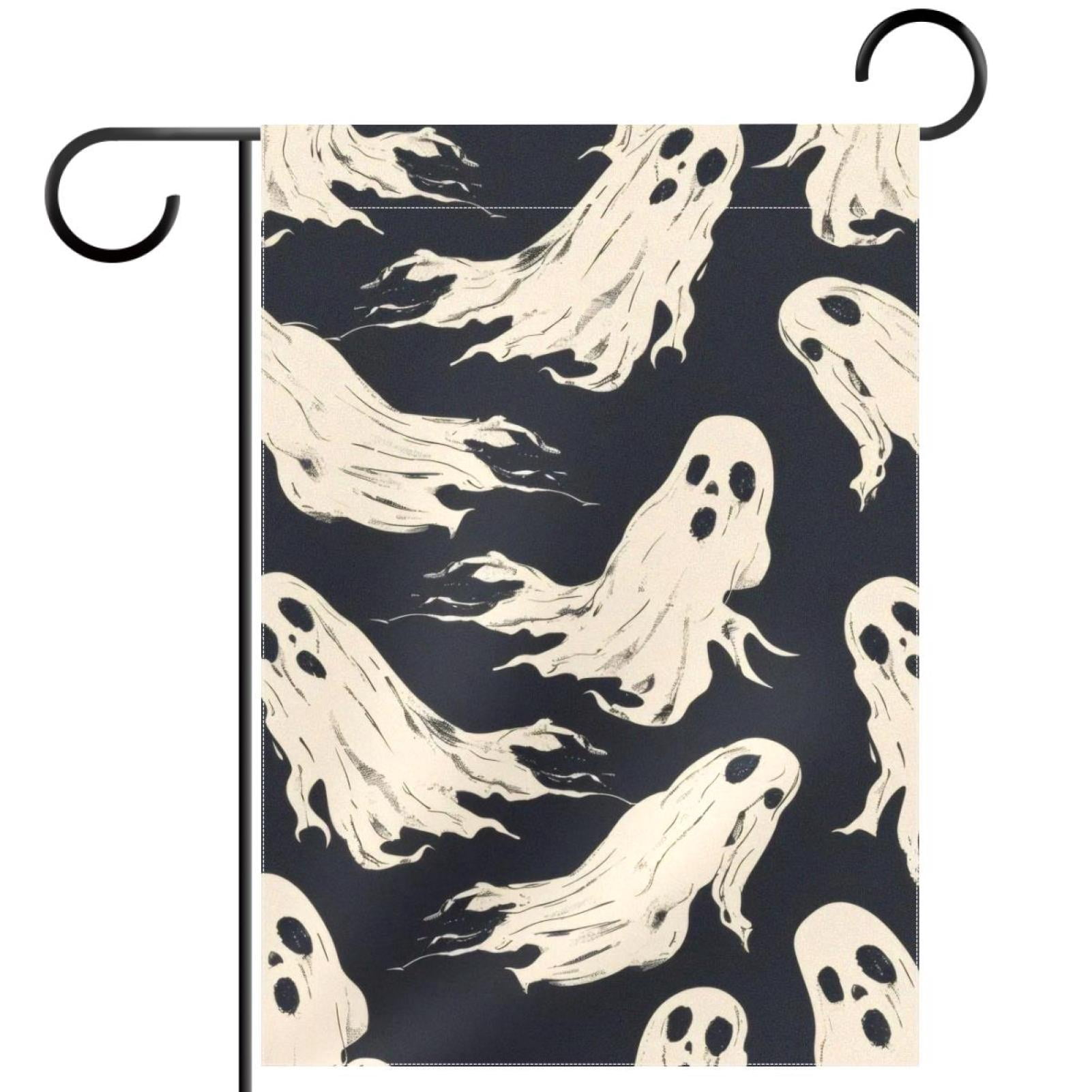 Halloween Ghost Seamless Spooky Pattern Garden Flag Double Sided House ...