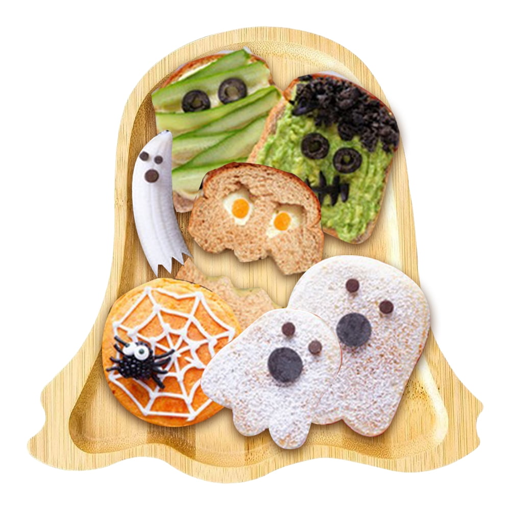 Halloween Ghost Serving Tray Rubber Wood Plate, Ghost-Shaped ...