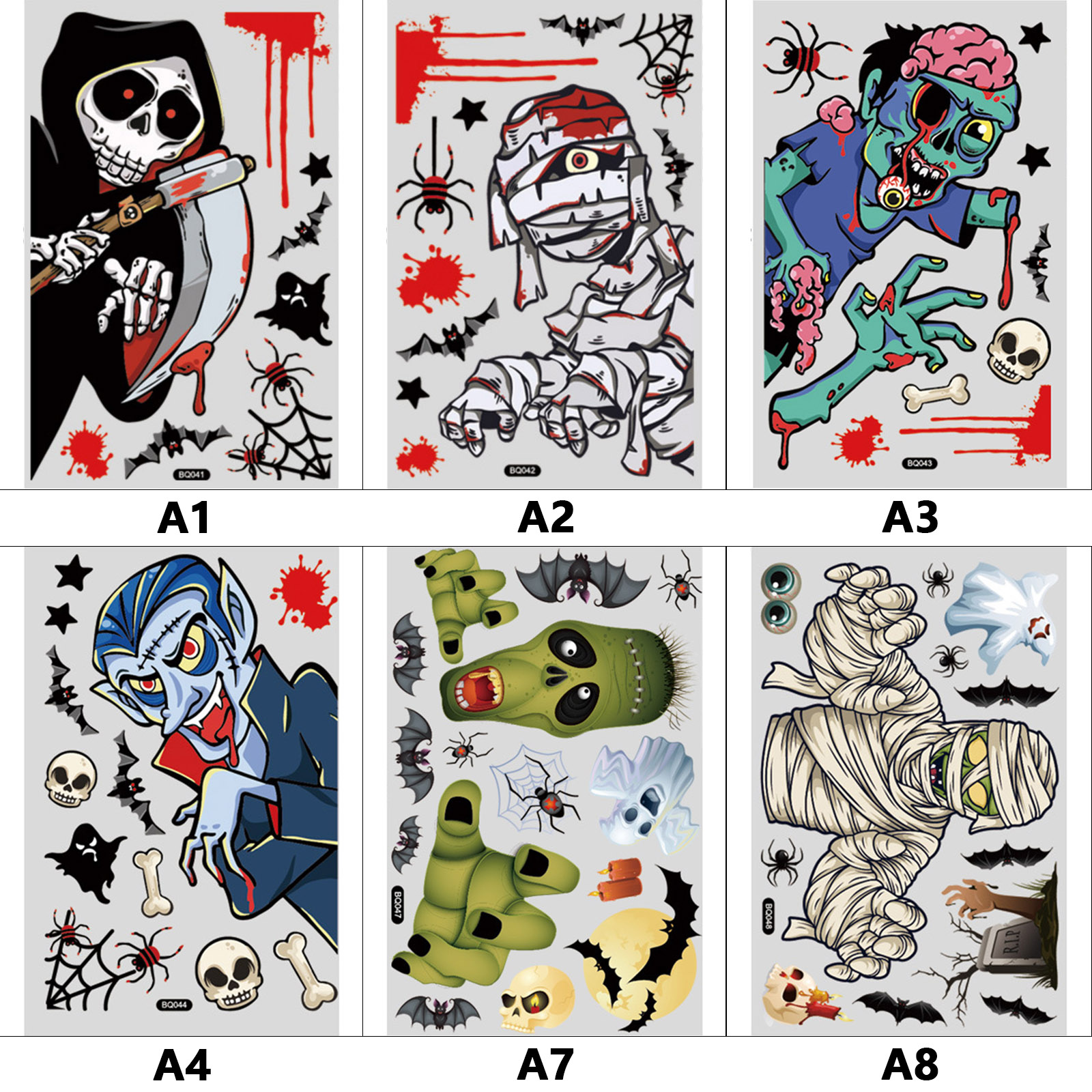 Halloween Ghost Ghost Shadow Window Stickers Witch Death Bat Skeleton ...