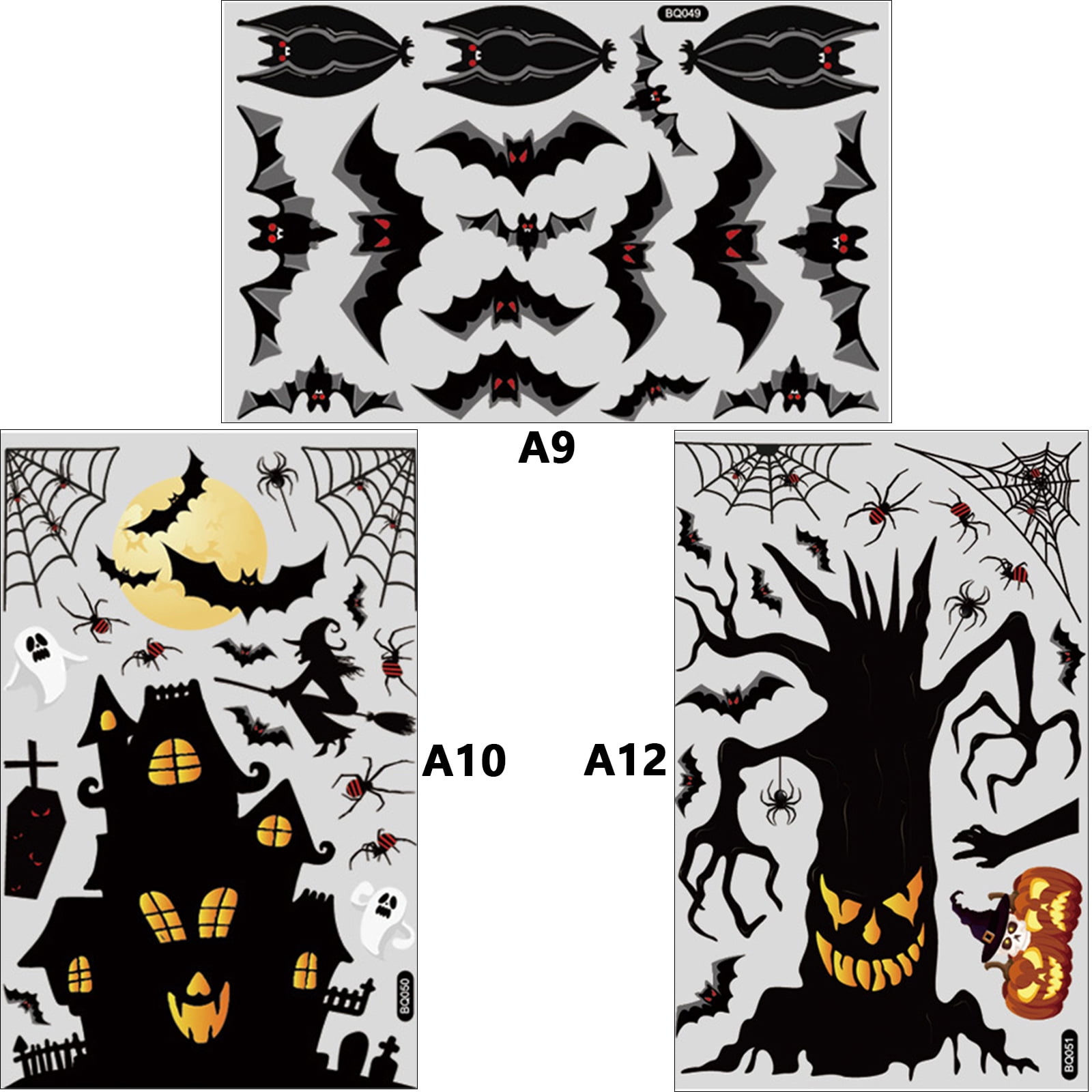 Halloween Ghost Ghost Shadow Window Stickers Witch Death Bat Skeleton ...