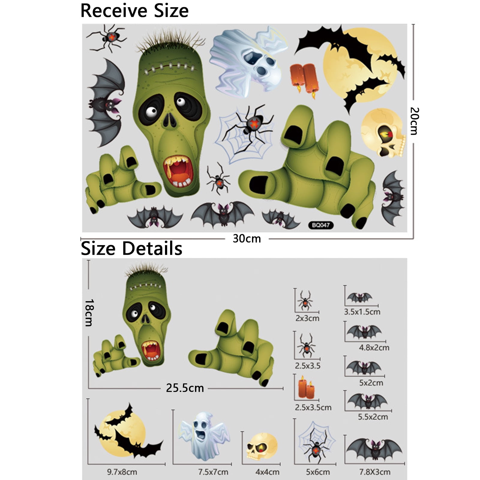 Halloween Ghost Ghost Shadow Window Stickers Witch Death Bat Skeleton ...