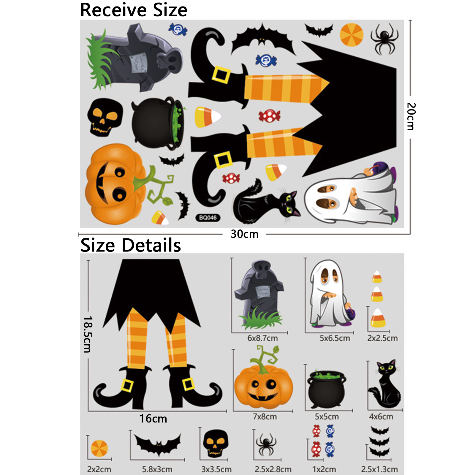 Halloween Ghost Ghost Shadow Window Stickers Witch Death Bat Skeleton ...