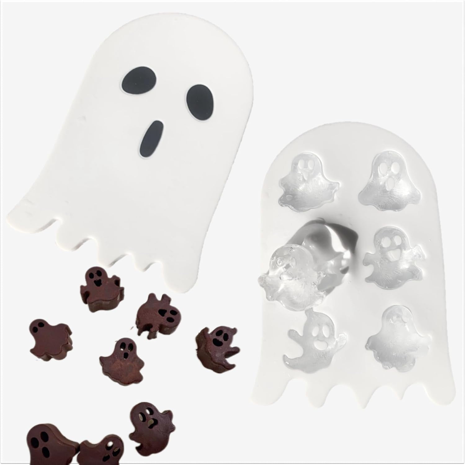 Halloween Ghost Shape Mold Ice Cube Tray for Whiskey Coffee Homemade ...