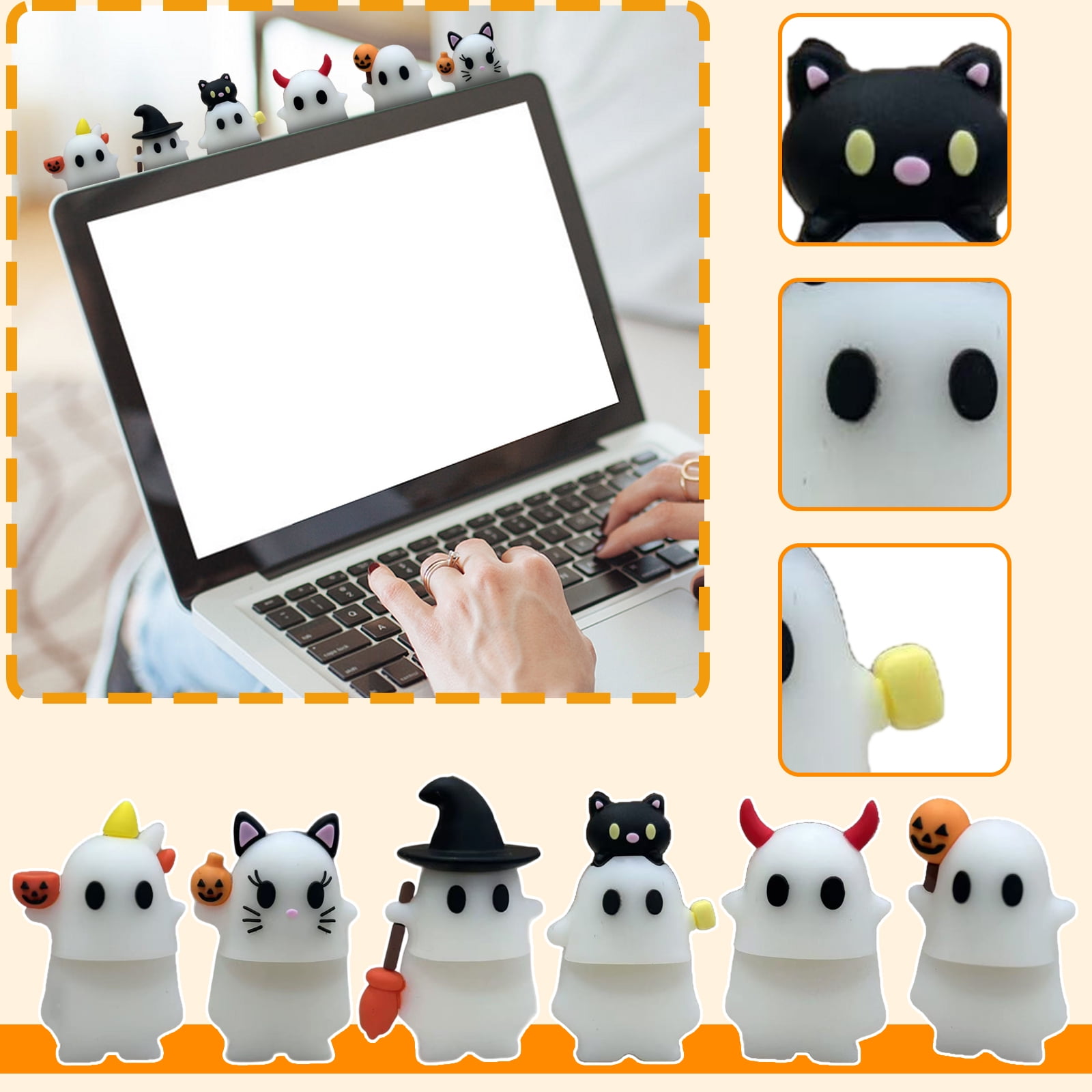 Halloween Ghost - Shaped Laptop Decor: Silicone Material, Multi ...