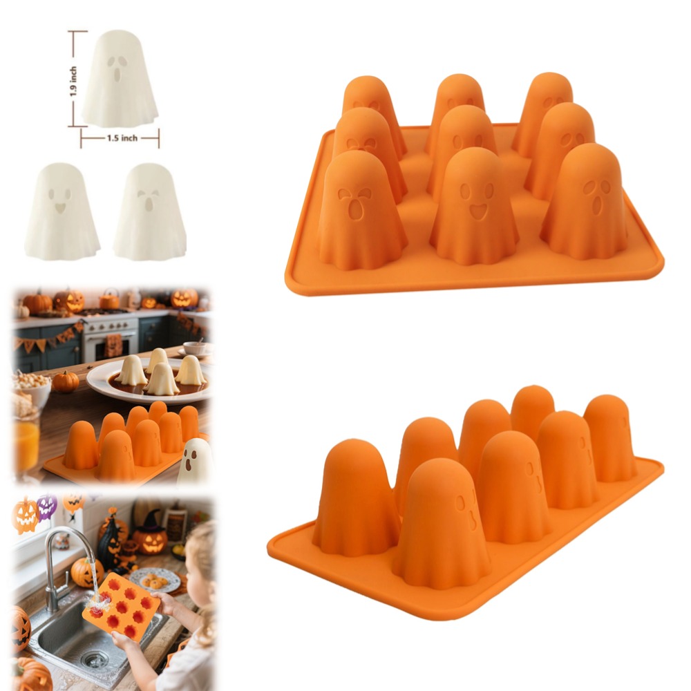 Halloween Ghost Silicone Molds - 3D Ghost Chocolate Molds 6/9-Cavity ...