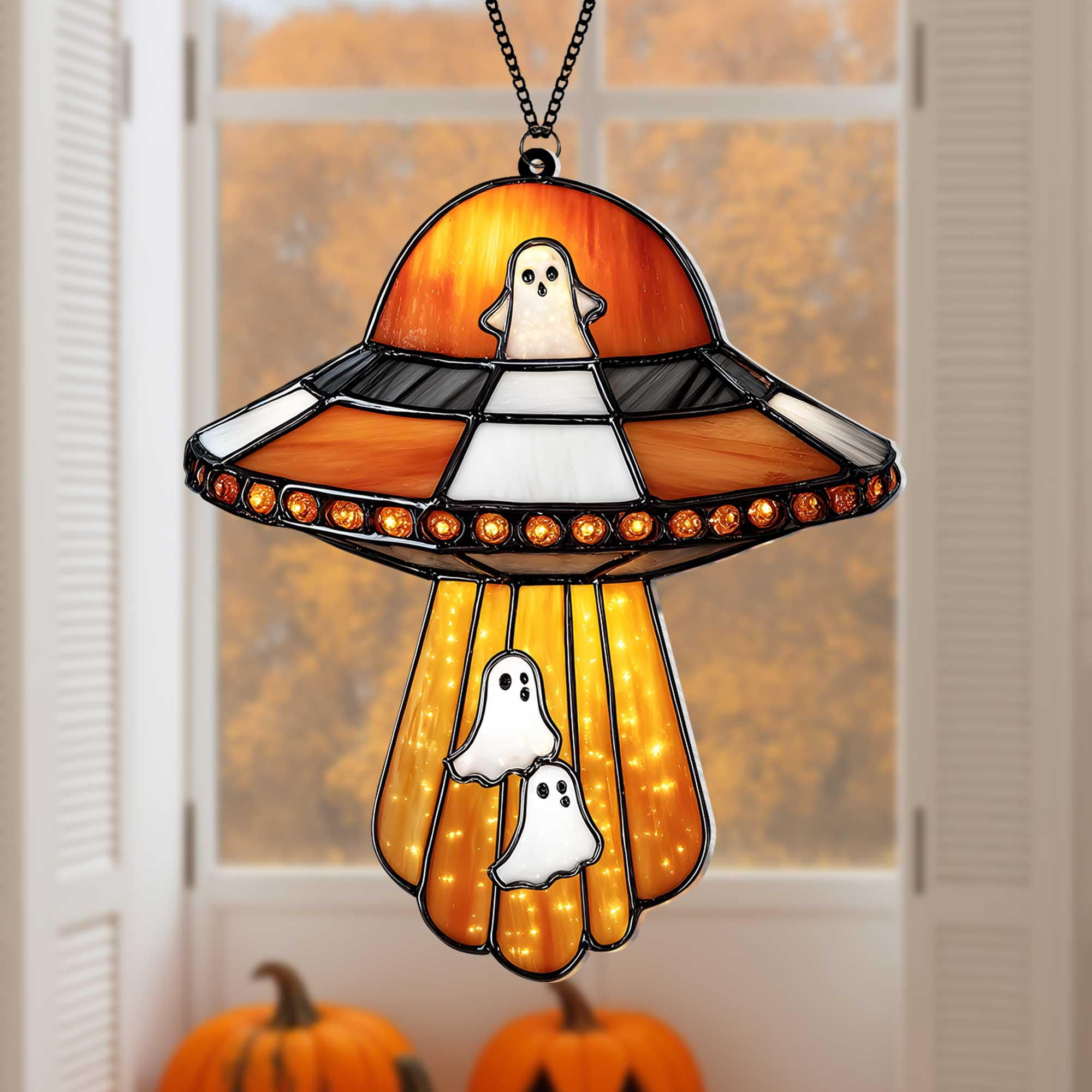 Halloween Ghost UFO Acrylic Window Hanging ? Cute Alien Spaceship ...