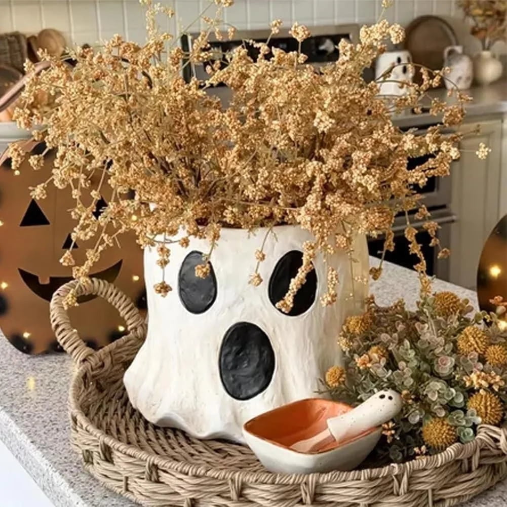 Halloween Ghost Vase - Ceramic White Spirit Flower Bucket - Cute 2025 Decorations for Home Table ...