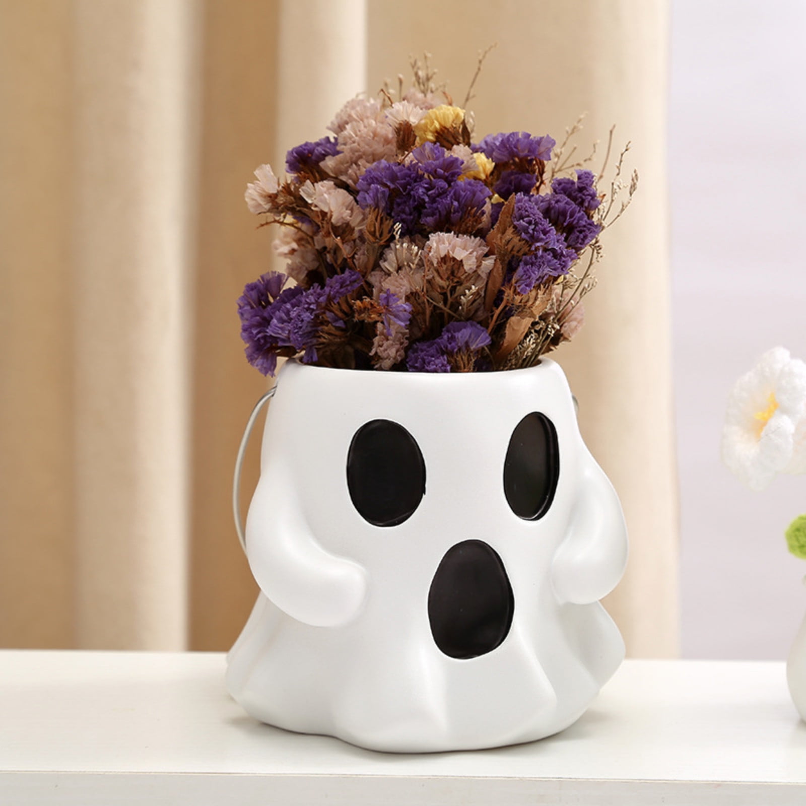 Halloween Ghost Walking Dog Bucket Decor Halloween Ghost Vase Candy Bowl Bucket Planter for Home ...