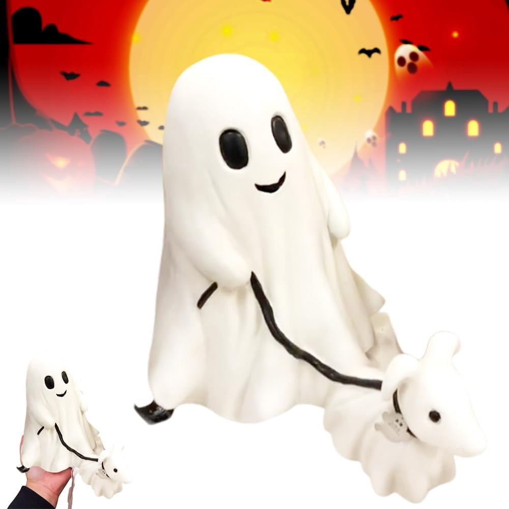 Halloween Ghost Walking Dog Statue, 2024 New Spooky Ghost Dog Halloween ...