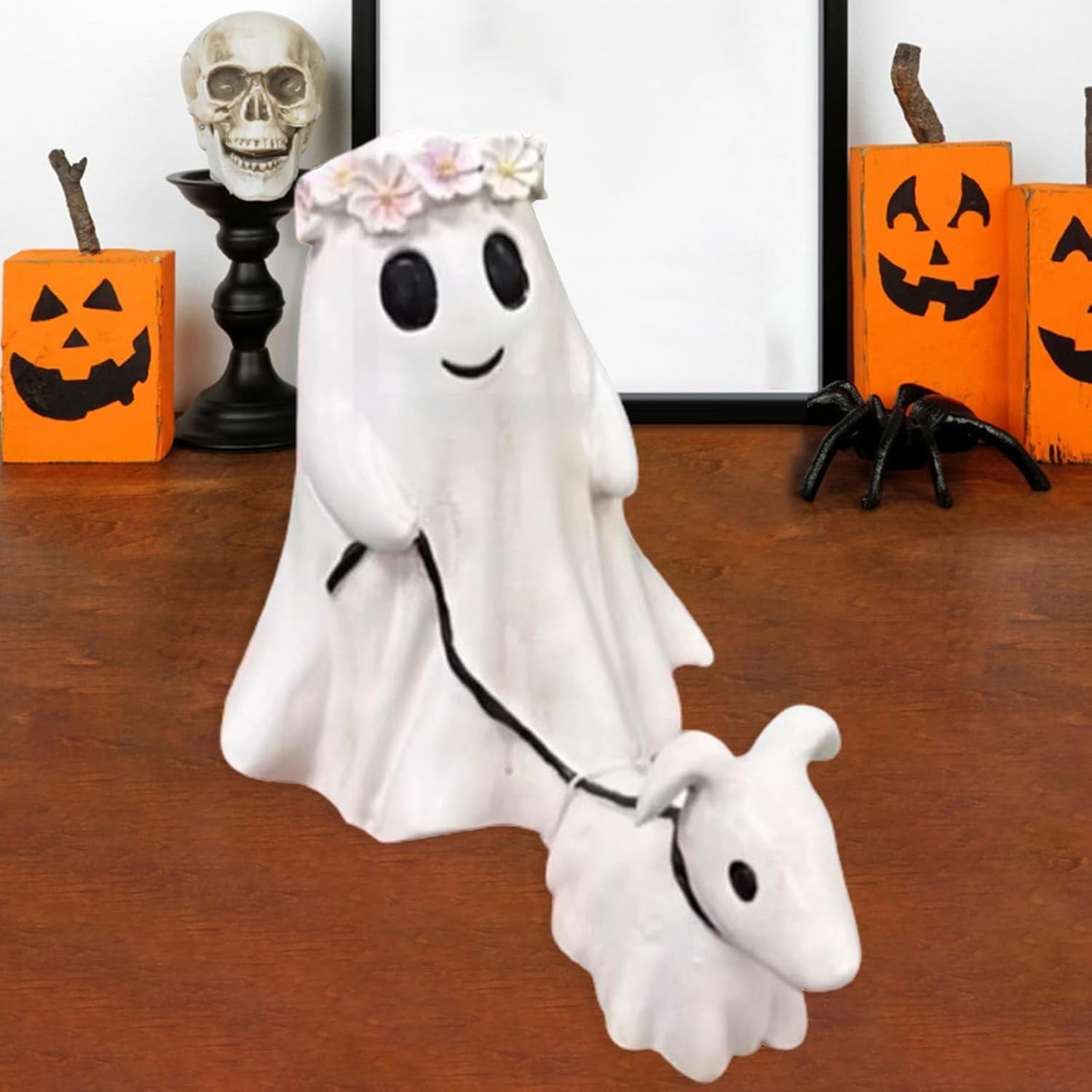 Halloween Ghost Walking Dog Statue Ghost Walking Ghost Dog Figurine ...