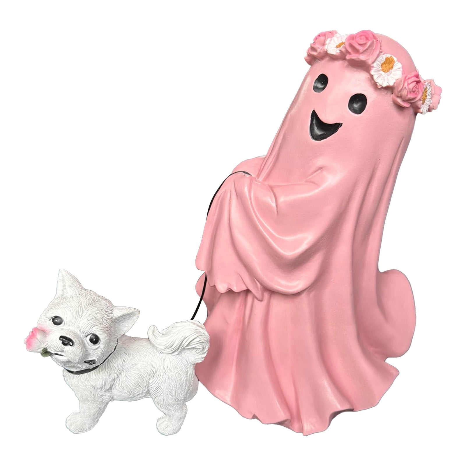 Halloween Ghost Walking Dog Statue: Funny Ghost Walking His Ghost Dog ...