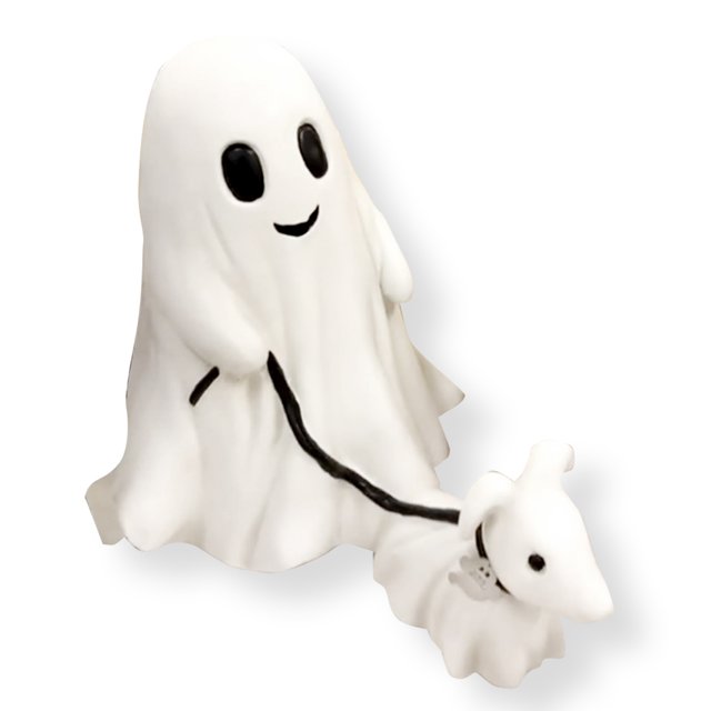 Halloween Ghost Walking Dog Statue: Ghost Walking His Ghost Dog ...