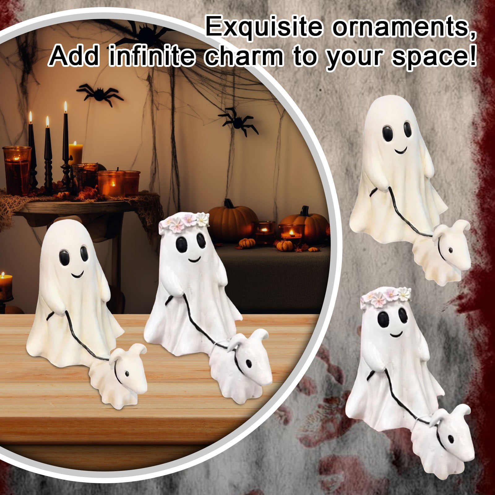 Halloween Ghost Walking Dog Statue - Spooky Indoor Figurine, Cute ...