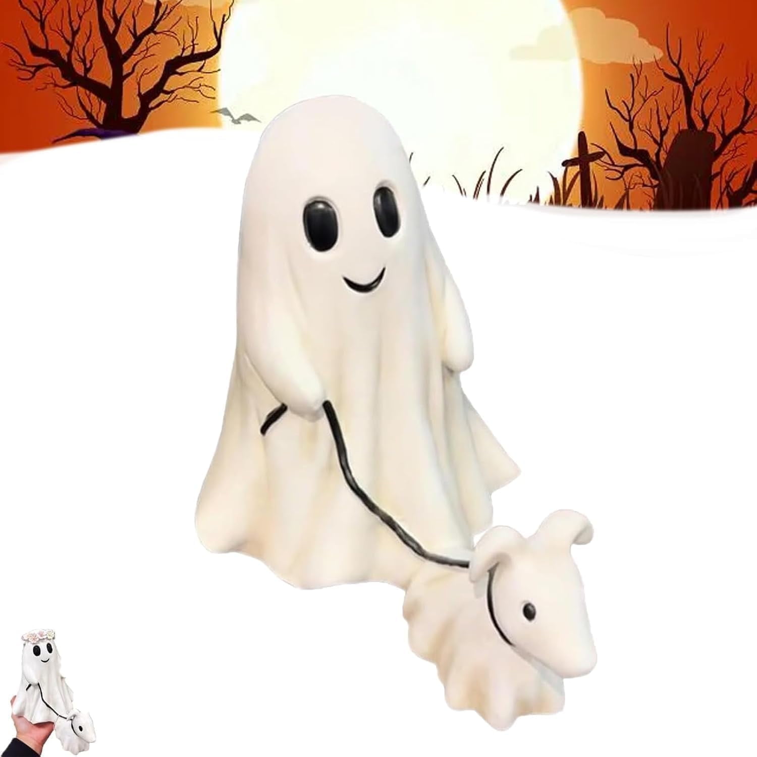 Halloween Ghost Walking Dog Statues, Ghost Walking His Ghost Dog ...