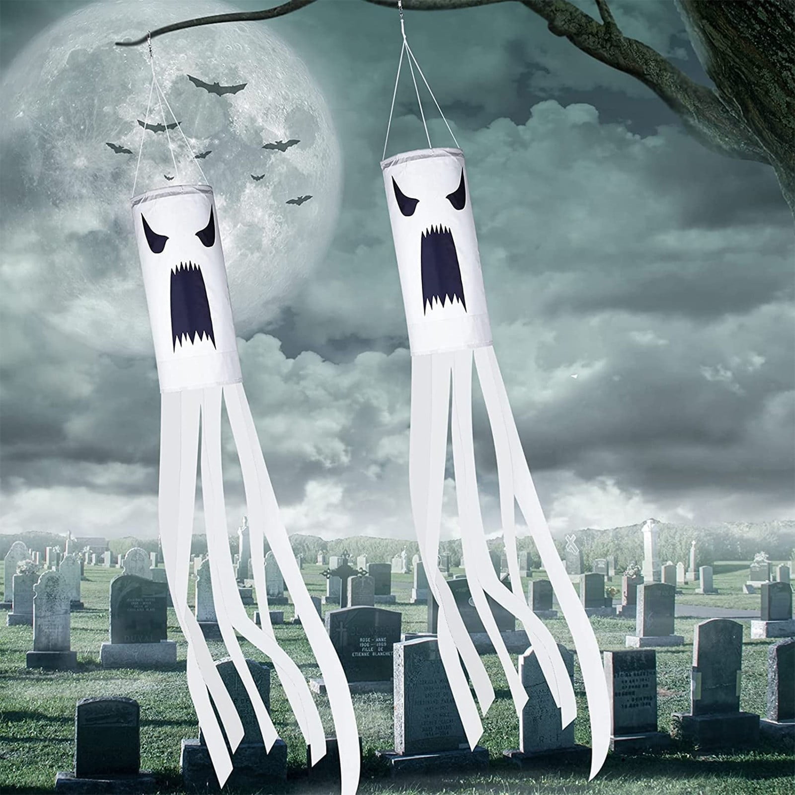 Halloween Ghost Windsock Decorations, Hanging Decor for Front Door Yard ...