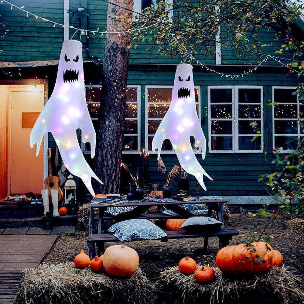 Halloween Ghost Windsocks Spooky Hanging Glowing Ghost with LED Light ...