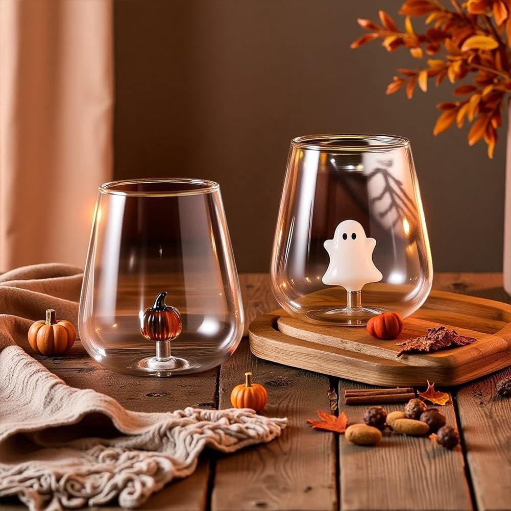 Halloween Ghost Wine Glasses,2026new Ghost Wine Glasses, 12oz Halloween ...