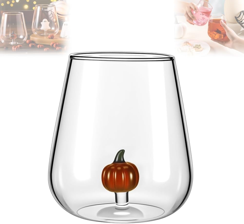 Halloween Ghost Wine Glasses, Ghost and Pumpkin Stemless Wine Glasses ...