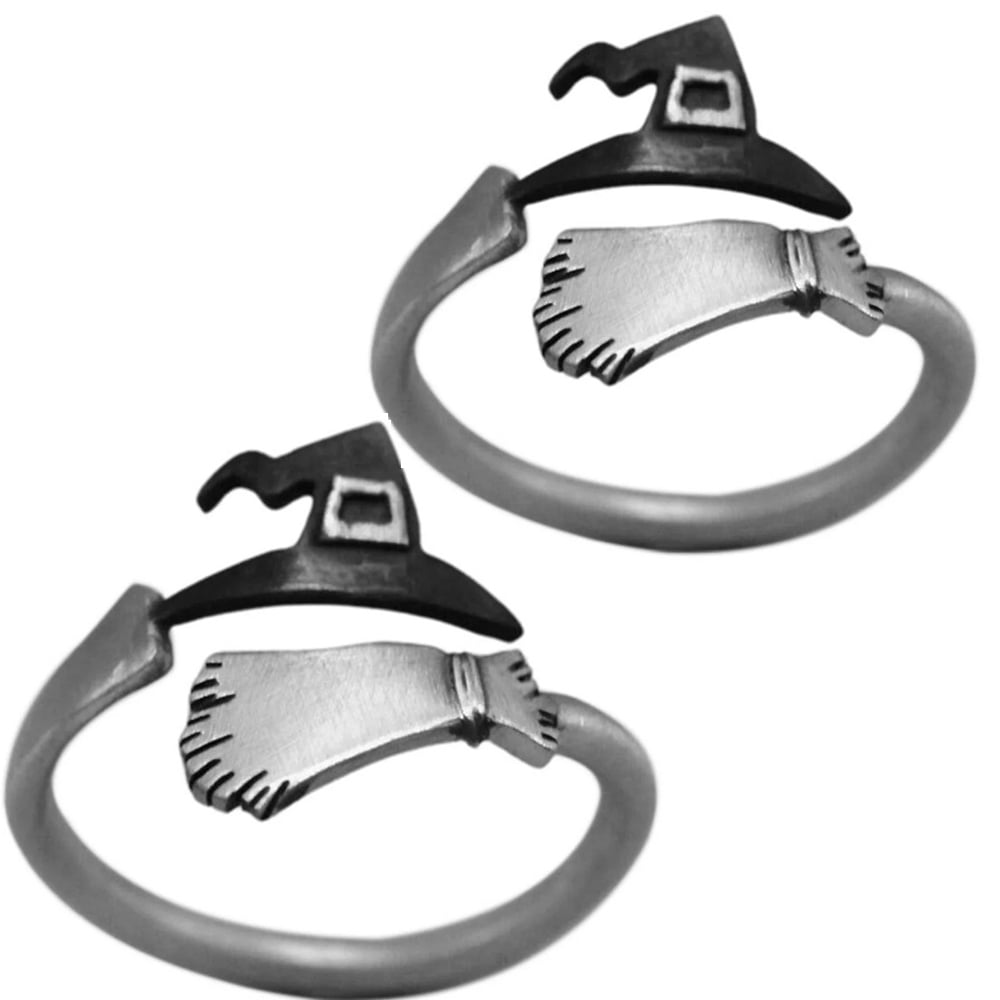 Halloween Ghost Witch Broomstick Ring Set - Spooky Pumpkin Hat Party ...