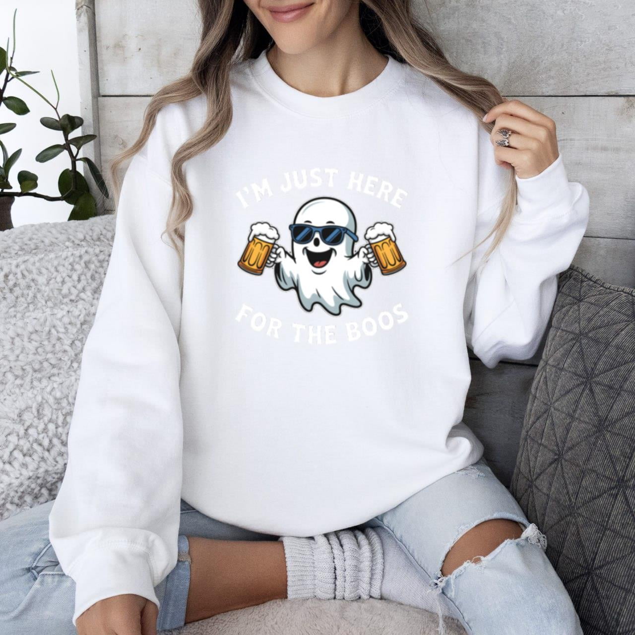 Halloween Ghost With Beers Funny Spooky Party Vibe Sweatshirt, up to ...