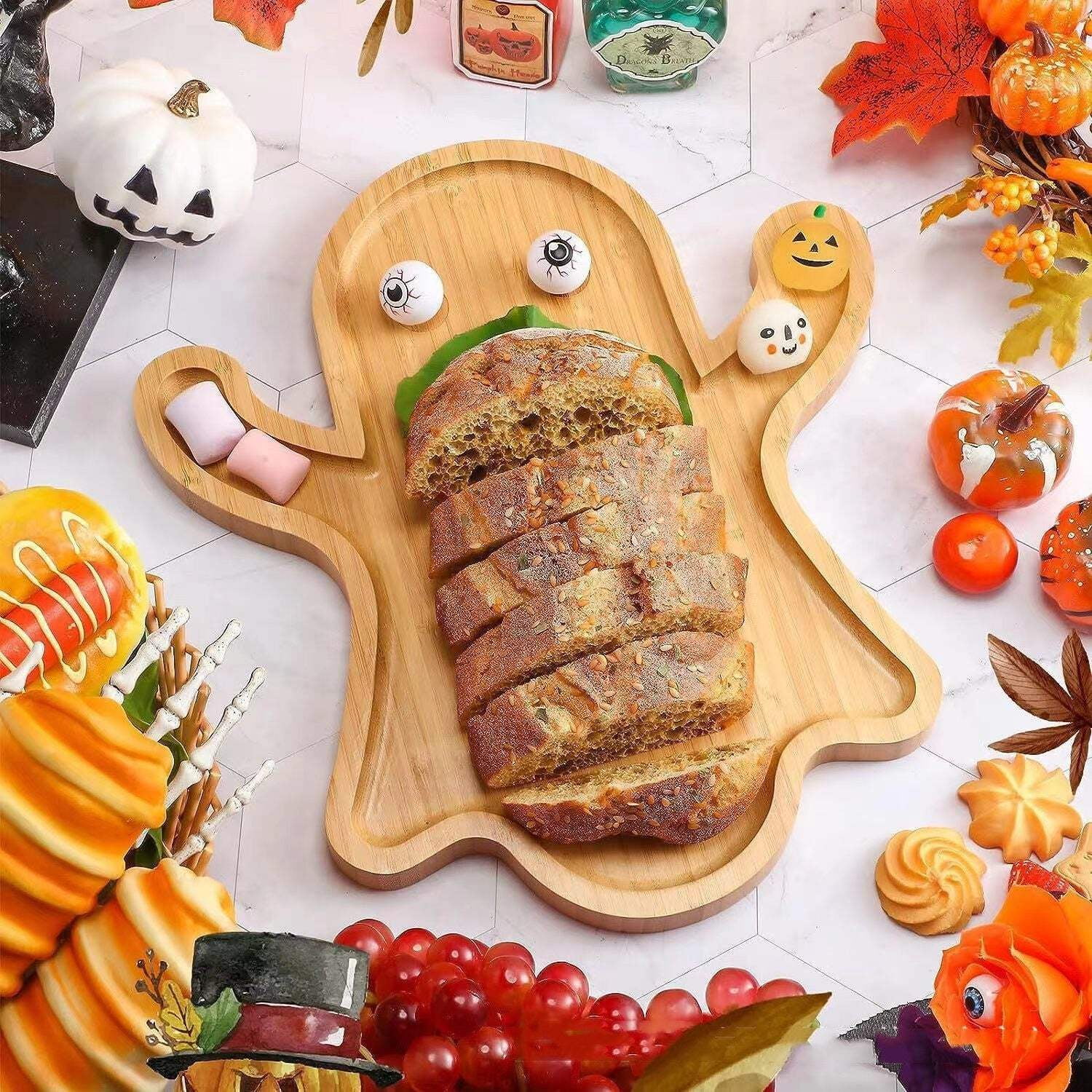 Halloween Ghost Wood Pan Plates Fruit Dishes Decorative Tray Dishes ...