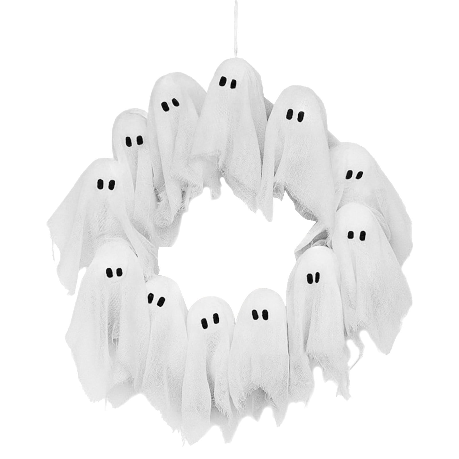 Halloween Ghost Wreath, 12 LED Light-Up Ghost Garland, Spooky Indoor ...
