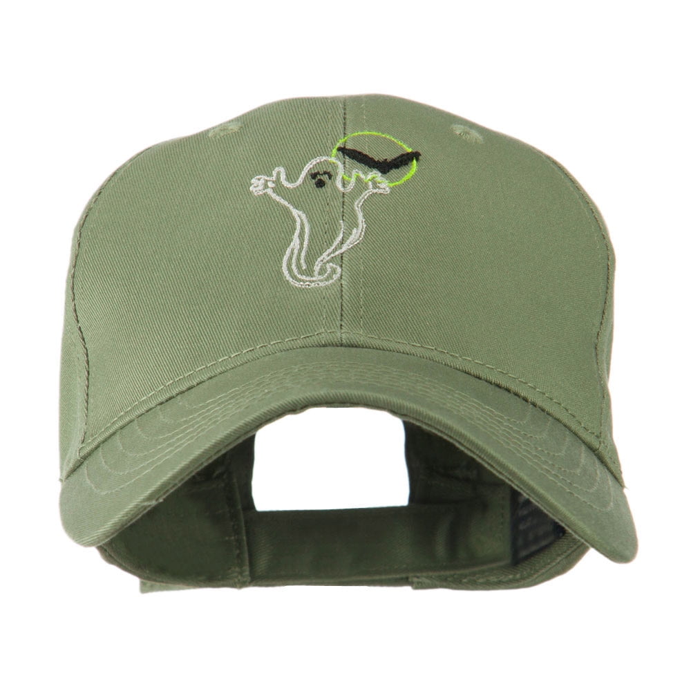Halloween Ghost with Moon and Bat Embroidered Cap - Olive OSFM ...