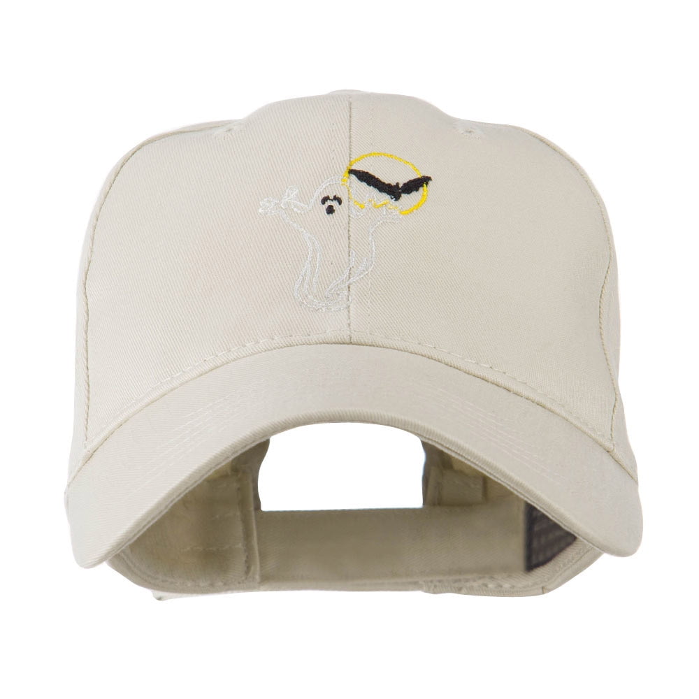 Halloween Ghost with Moon and Bat Embroidered Cap - Stone OSFM ...