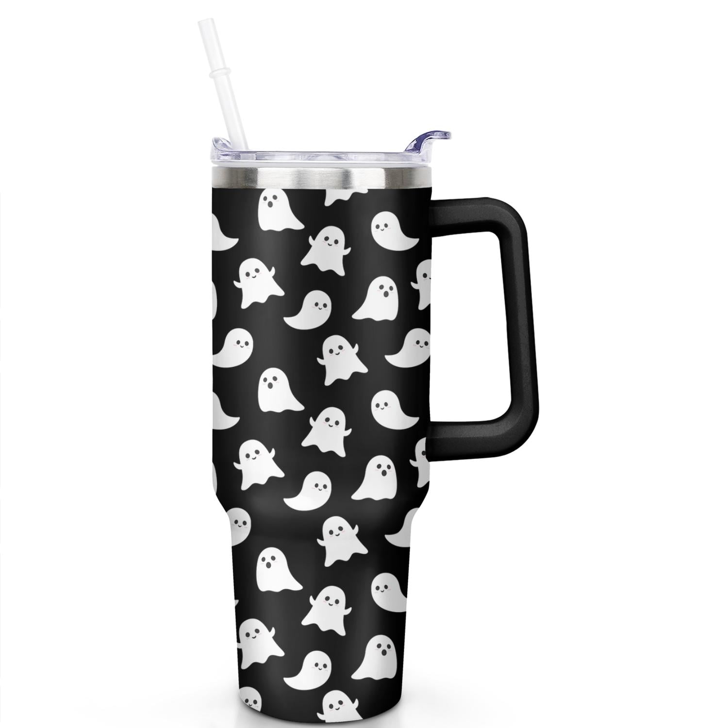 Halloween Ghosts 40 Oz Tumbler with Handle and Straw, Cute Spooky ...