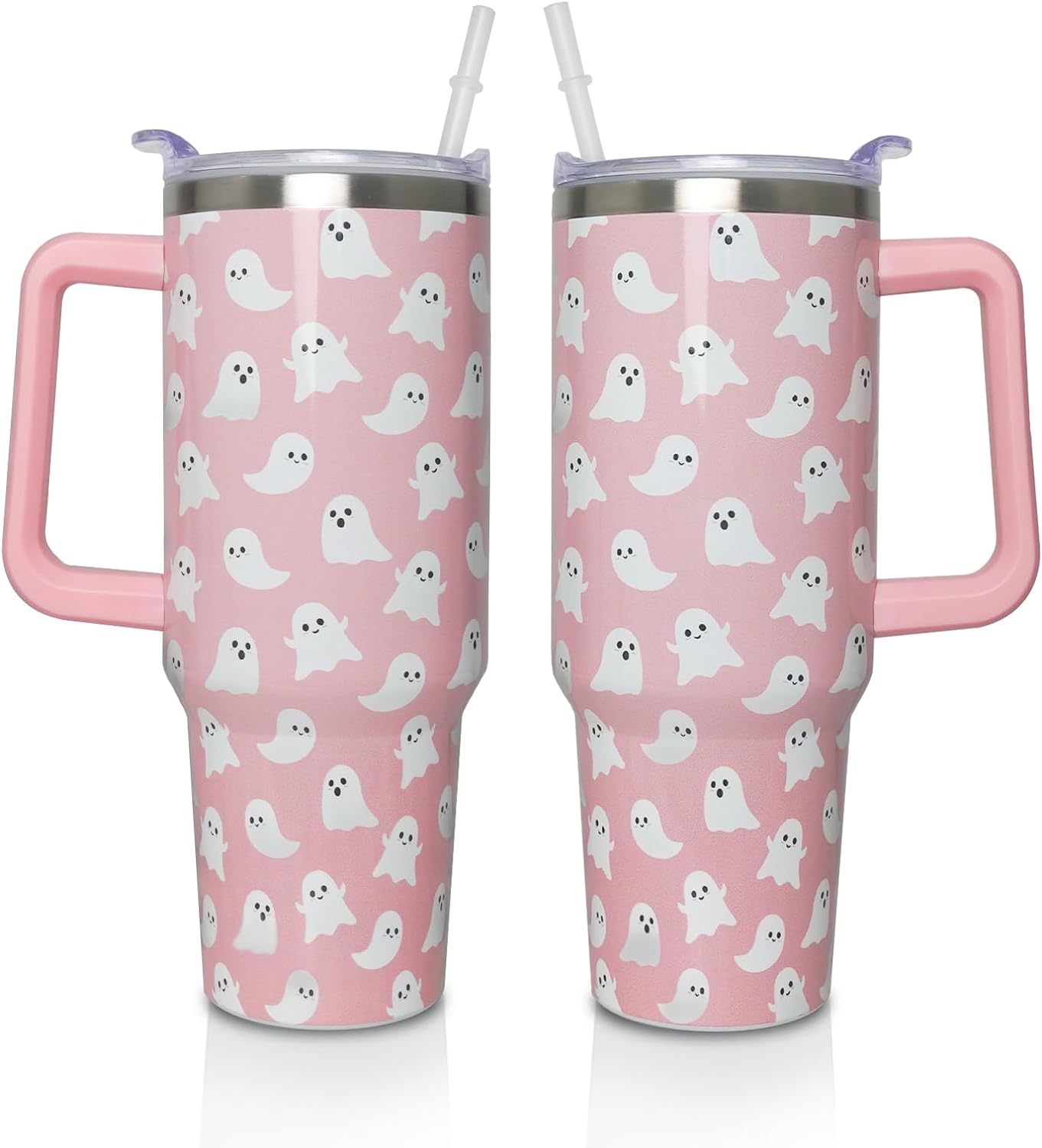 Halloween Ghosts 40 Oz Tumbler with Handle and Straw, Cute Spooky ...