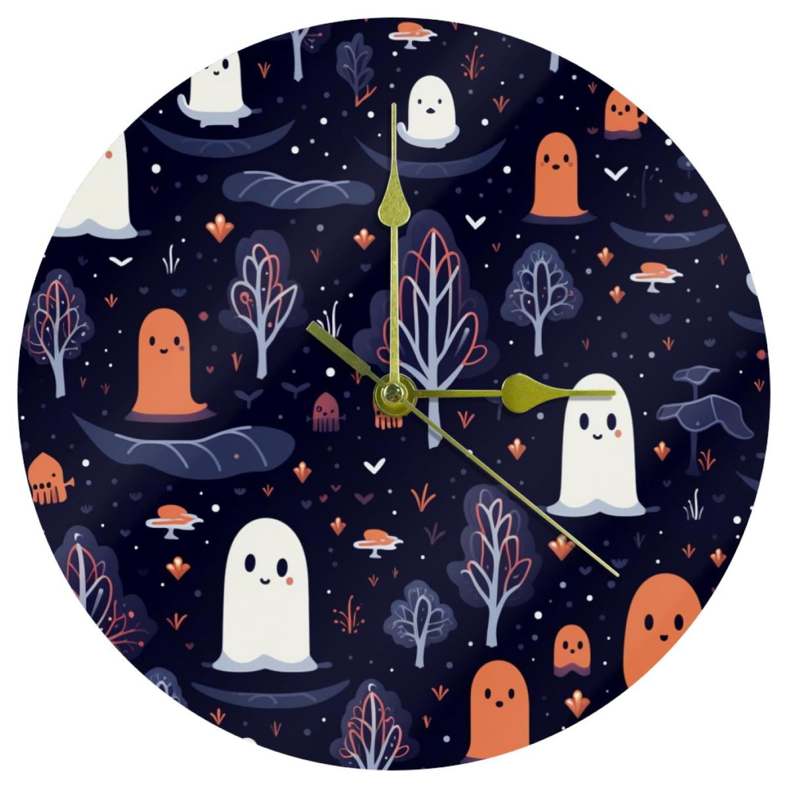 Halloween Ghosts Acrylic Circular Wall Clock - Modern Design, Silent ...