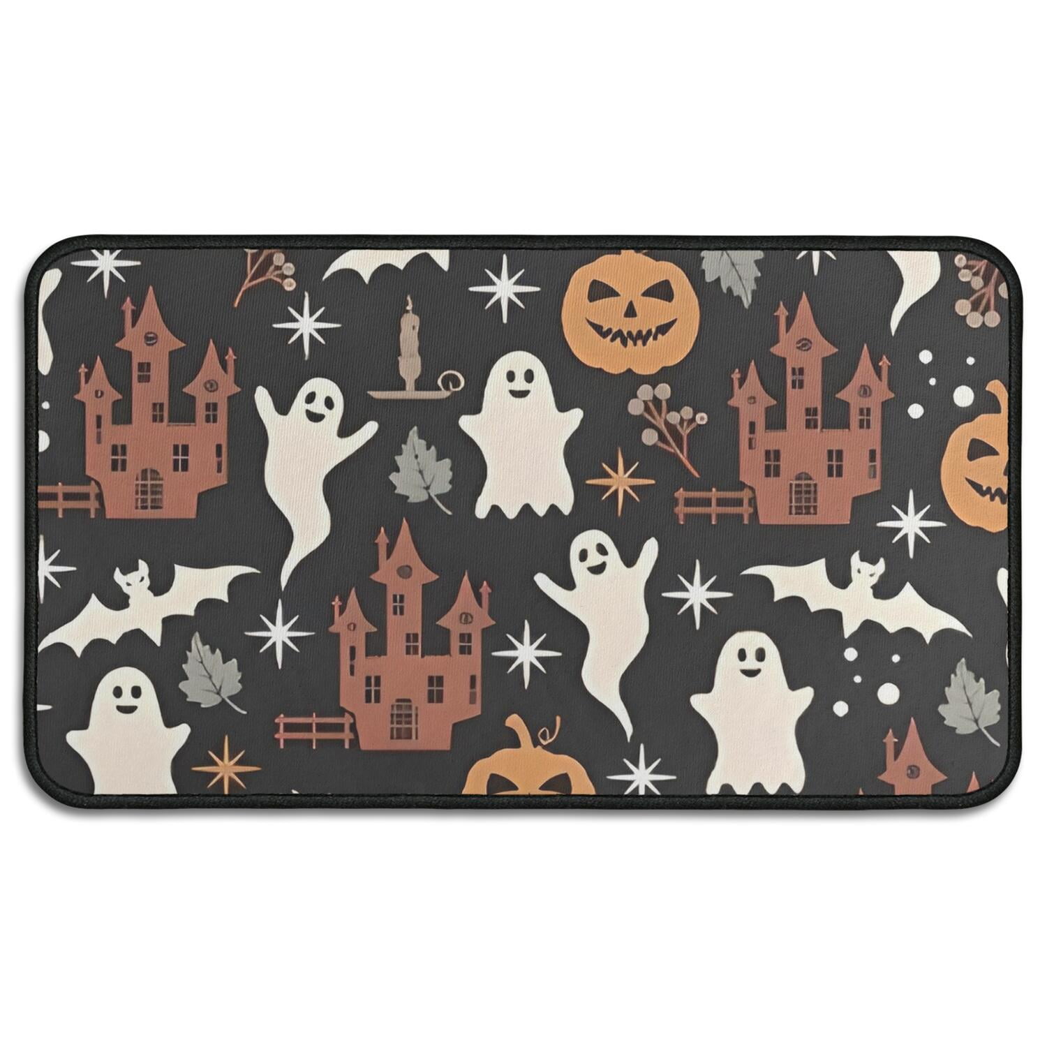 Halloween Ghosts Bats and Castles Door Rugs,Washable Non Slip Door Mats ...