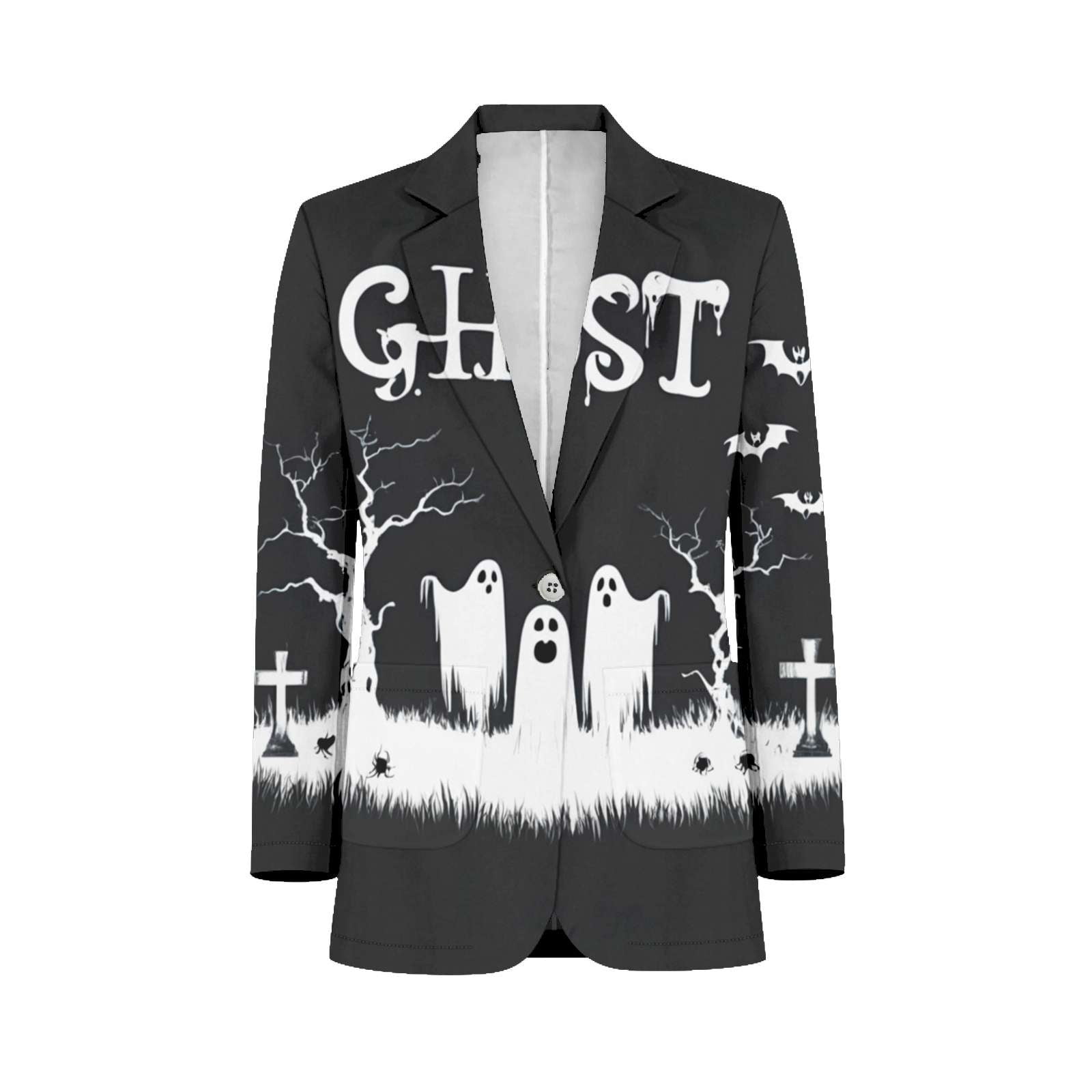 Halloween Ghosts Bats Trees Customized Men's Suits full man Shawl ...