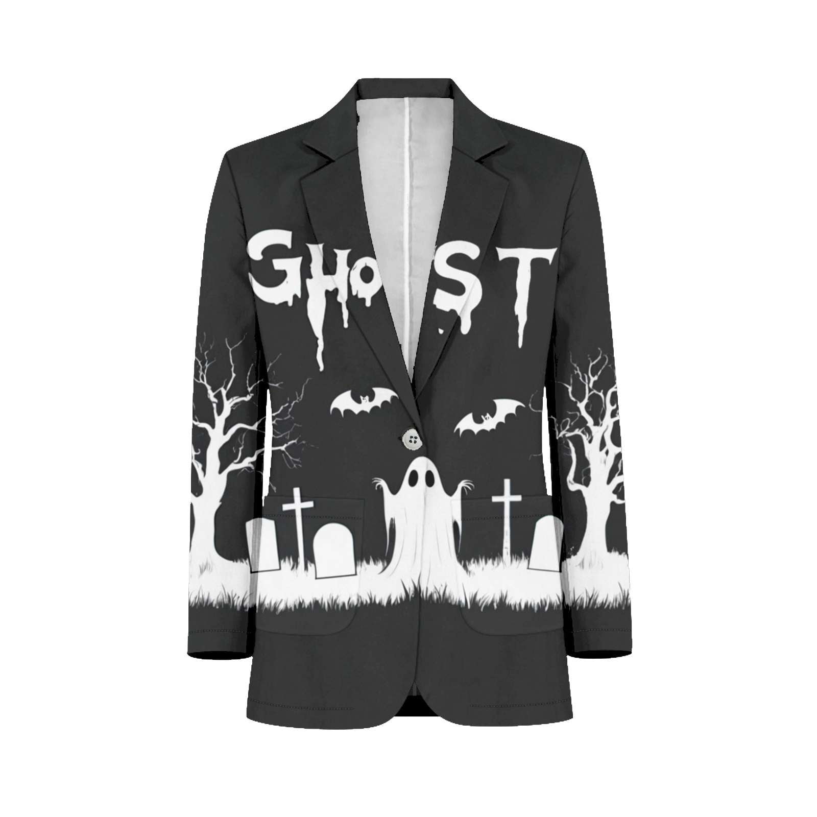 Halloween Ghosts Bats Trees Customized Men's Suits full man Shawl ...
